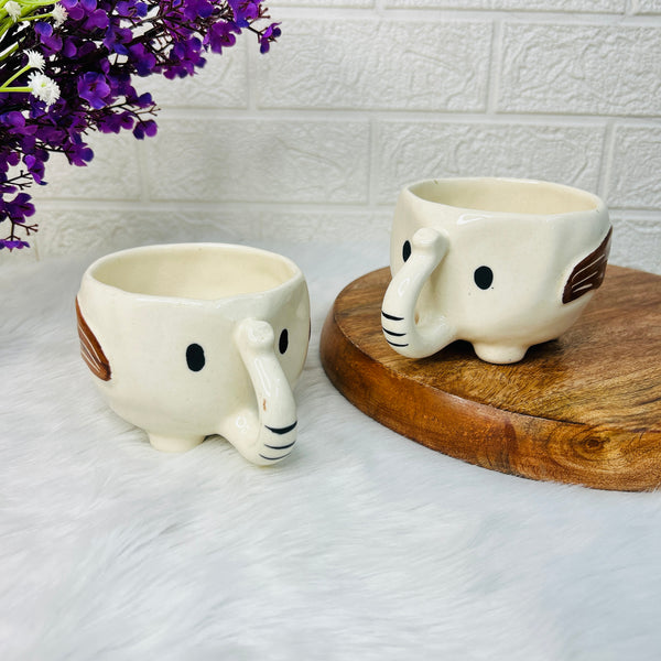 Ivory Elephant Ceramic Mug with Trunk Handle – Cute Animal Mug ...